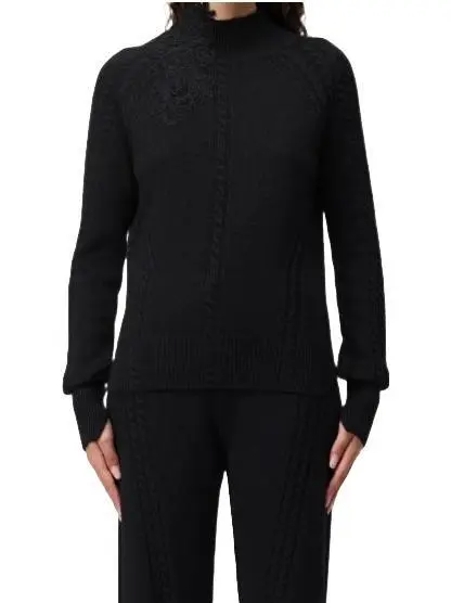 Ermanno Scervino Cable-knit High-neck Sweater - Black