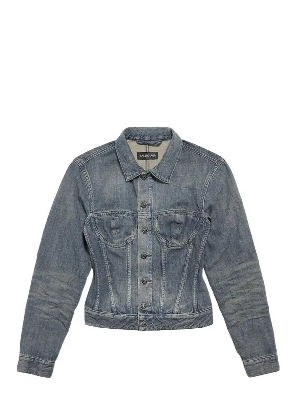Balenciaga Corseted Denim Jacket - Blue