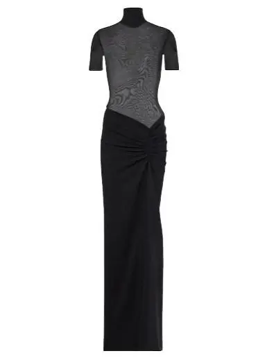 Christopher Esber Fusion Gathered Jersey And Crêpe Maxi Dress - Black