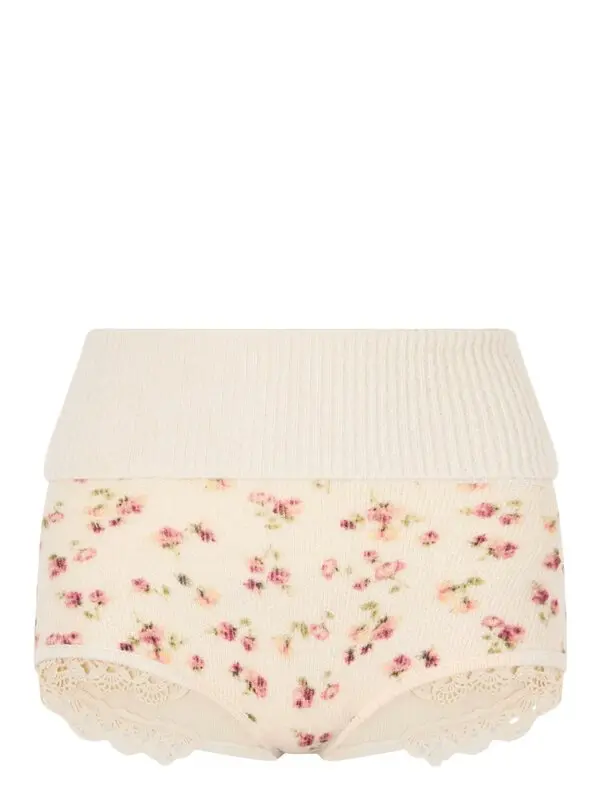 Magda Butrym Floral-print Lace Shorts - White