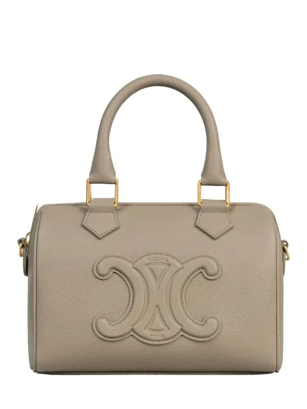 Celine Small Boston Bag In Grained Calfskin - Taupe