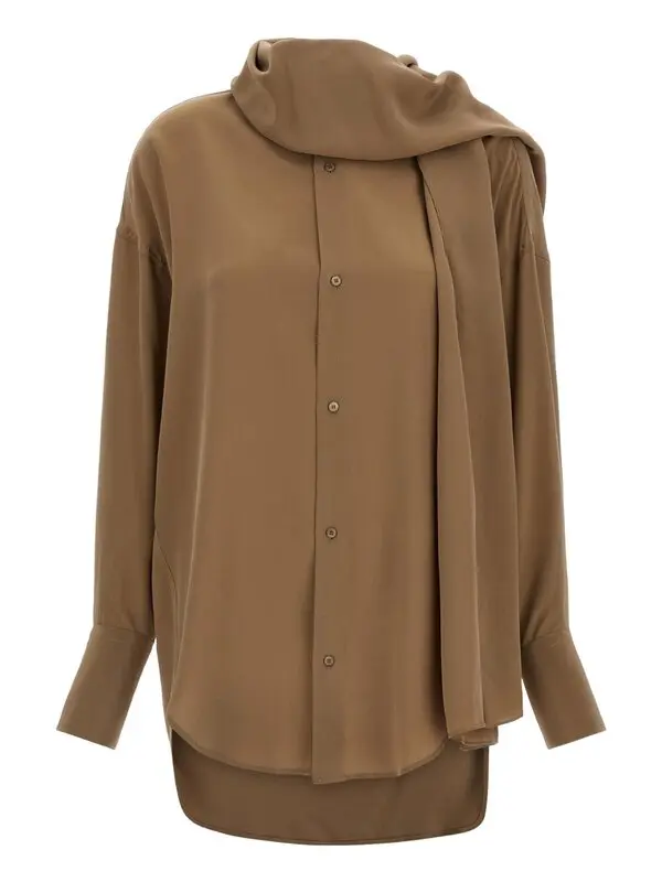 DARKPARK Georgia Scarf Detail Oversized Shirt - Brown