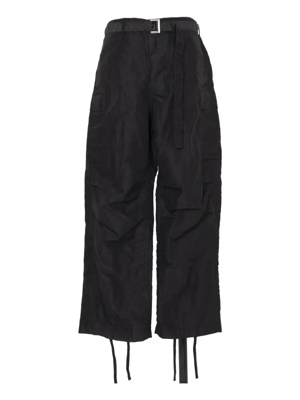 Sacai Wide-leg Cargo Pants With Belted Waist - Black