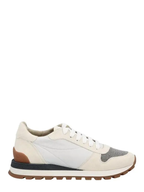 Brunello Cucinelli Panelled Lace-up Low-top Sneakers - White