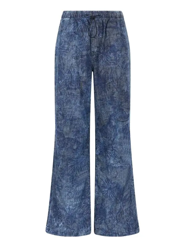 Just Cavalli High-waisted Floral Print Denim Pants - Blue