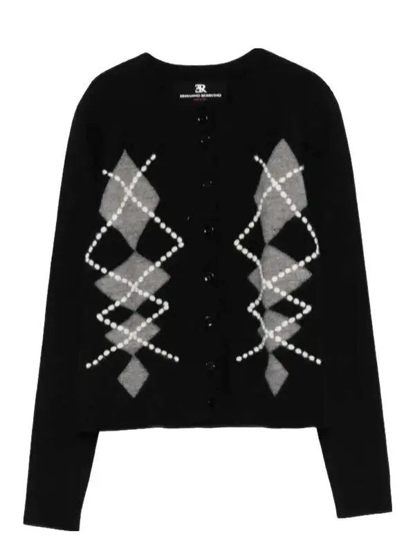 Ermanno Scervino Argyle Motif Cardigan - Black