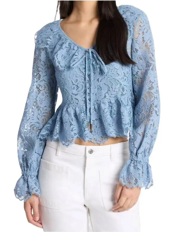 Michael Kors Lace V-neck Top - Blue