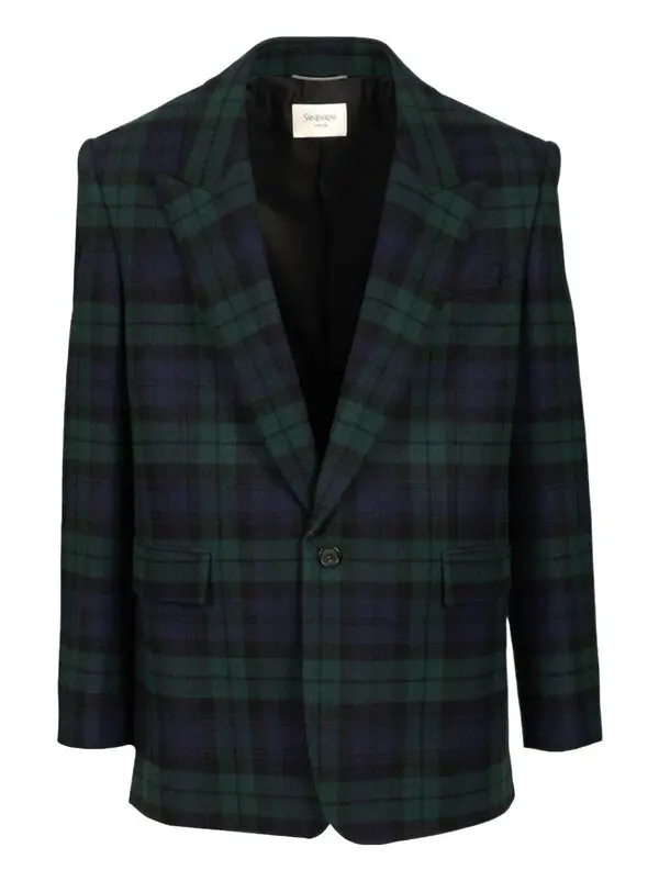 Saint Laurent Tartan Single-breasted Jacket - Black