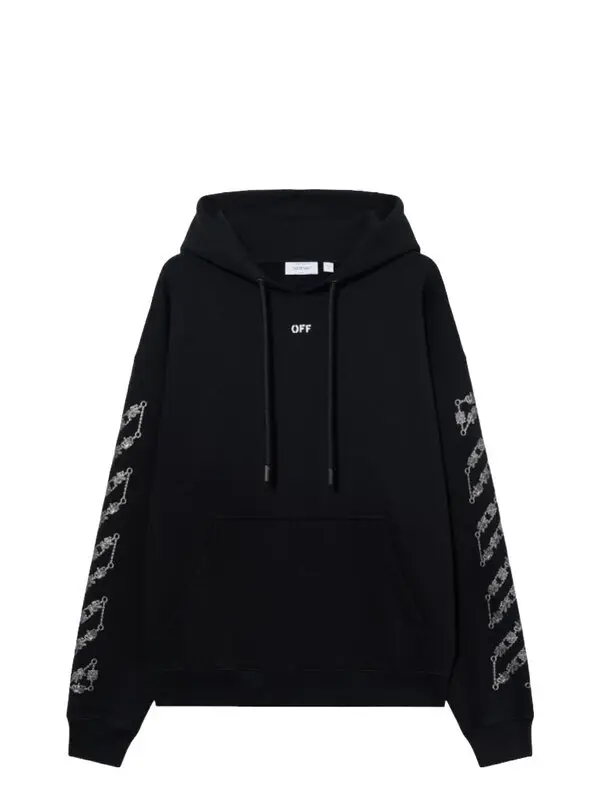 Off-White Chain Arrow Diagonal Drawstring Hoodie - Black