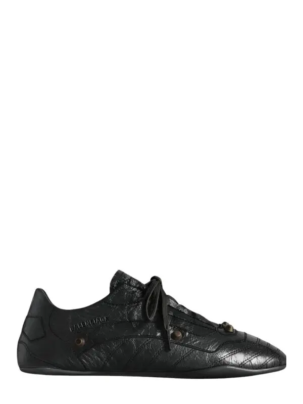 Balenciaga City Leather Lace-up Sneakers - Black