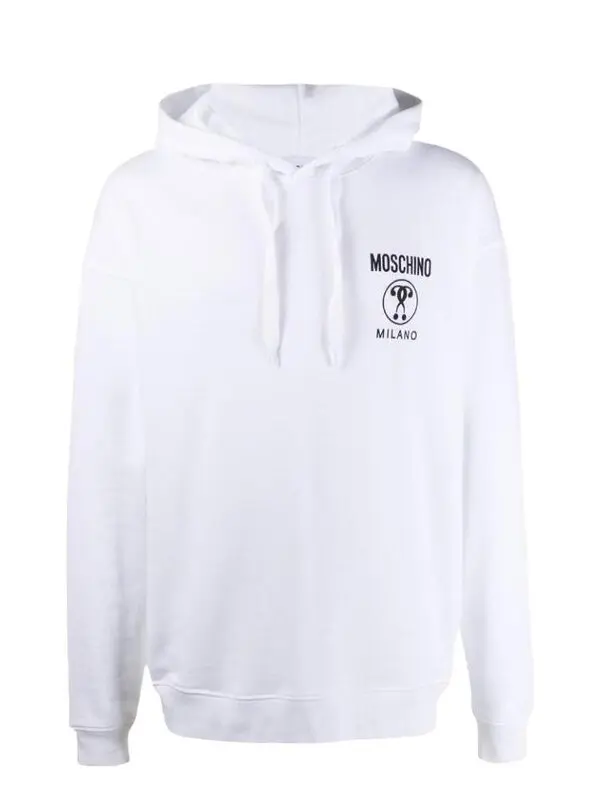 Moschino Double Question Mark Logo Hoodie - White