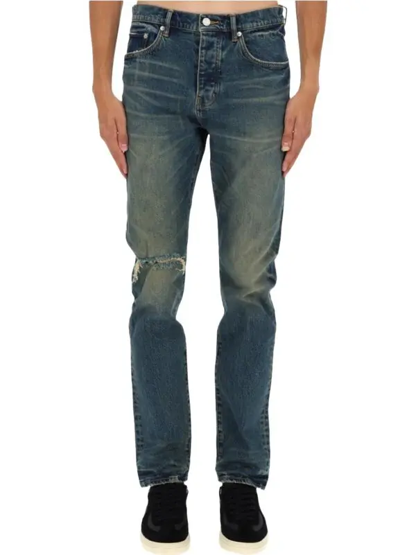 PURPLE BRAND Slim Fit Distressed Jeans - Black