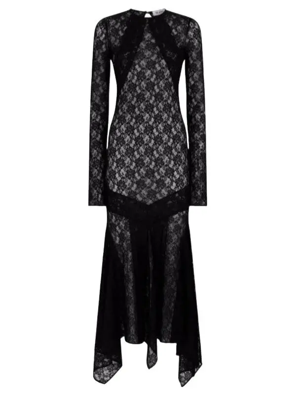 Attico The Open Back Midi Lace Dress - Black