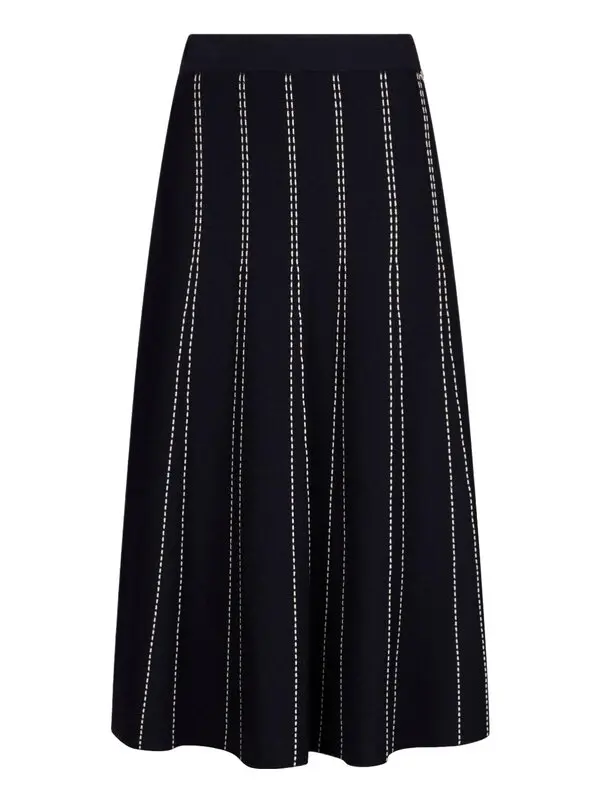 Liu Jo Striped Knit Midi Skirt - Blue