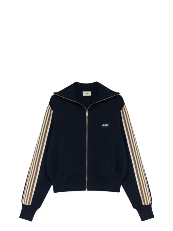 AUTRY Zip-up Sweatshirt With Contrast Stripes - Black