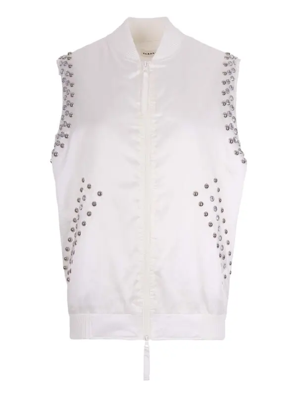 P.a.r.o.s.h Embellished Sleeveless Vest - White