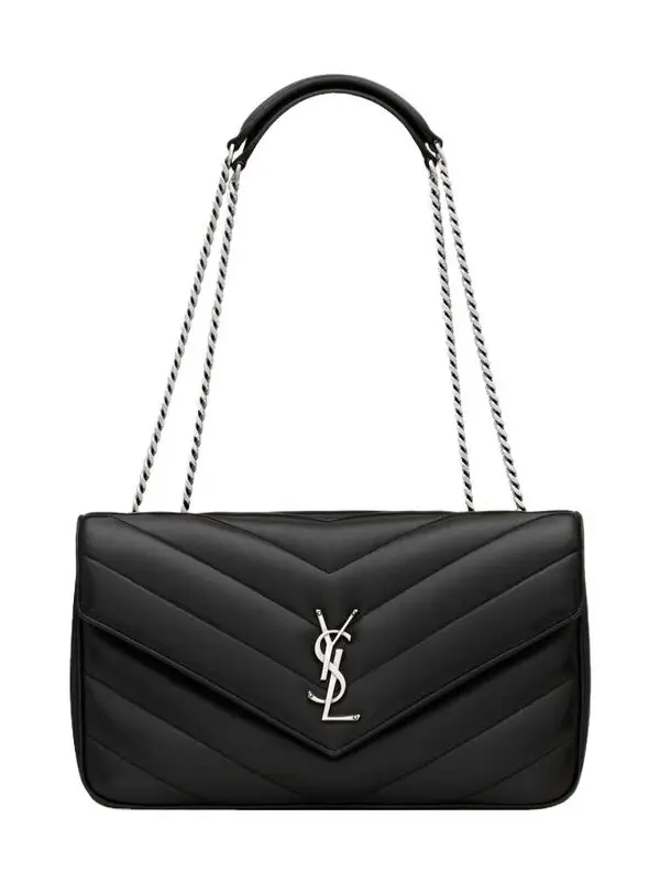 Saint Laurent Loulou Foldover Top Medium Shoulder Bag - Black