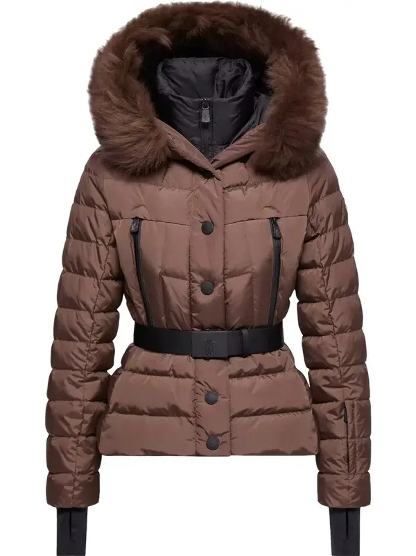 Moncler Beverley Down Jacket With Removable Fur Hood - Brown