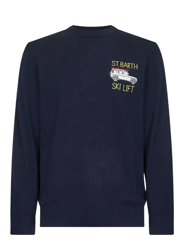 MC2 SAINT BARTH Ski Lift Embroidered Jumper - Blue