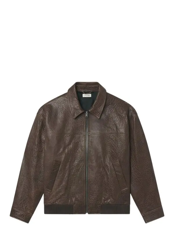 FRAME Leather Zip Jacket - Brown