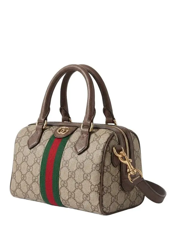 Gucci Ophidia Small Boston Bag - Beige And Dark Brown