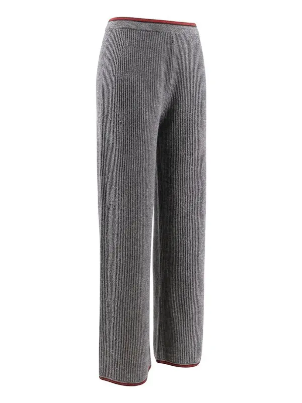 Gucci Ribbed Knit Stretch Trousers - Dusty Grey