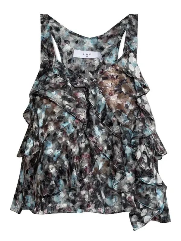 IRO PARIS Sleeveless Ruffle Top - Black