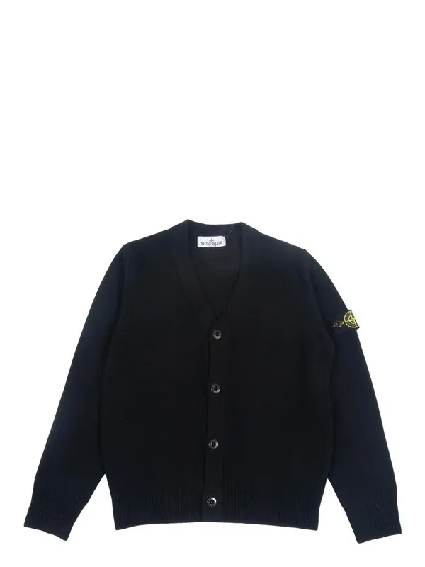 Stone Island Logo Patch Cardigan - Black