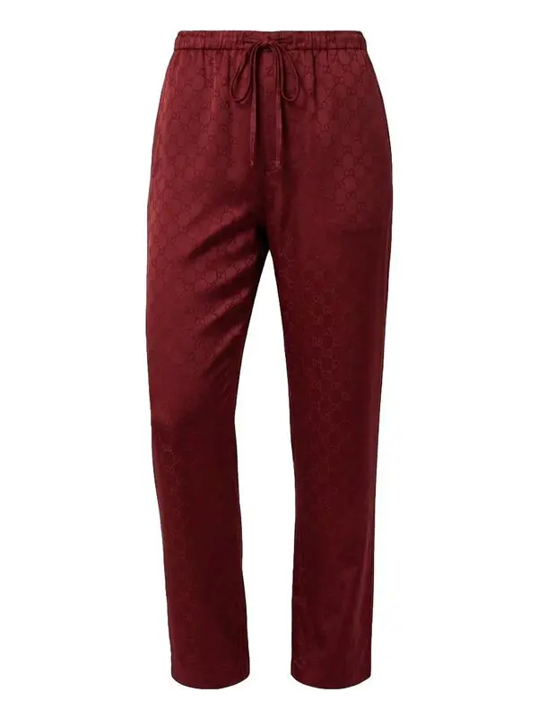 Gucci Gg Monogram Satin Pants - Red