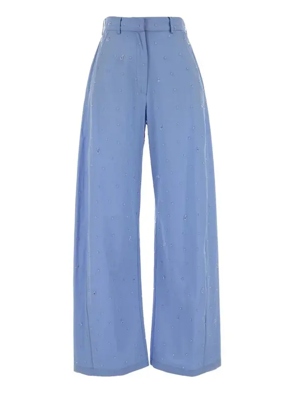 Giuseppe Di Morabito Crystal-embellished Straight Trousers - Blue