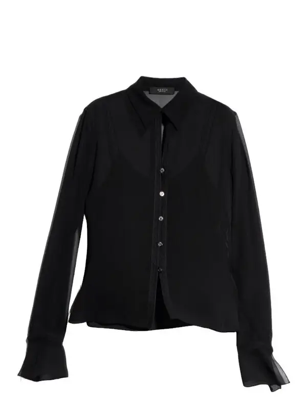 Gucci Georgette Shirt With Lace Trim - Black