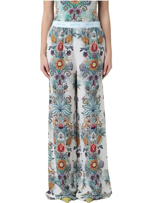 Just Cavalli Printed Wide Leg Pants - Gray