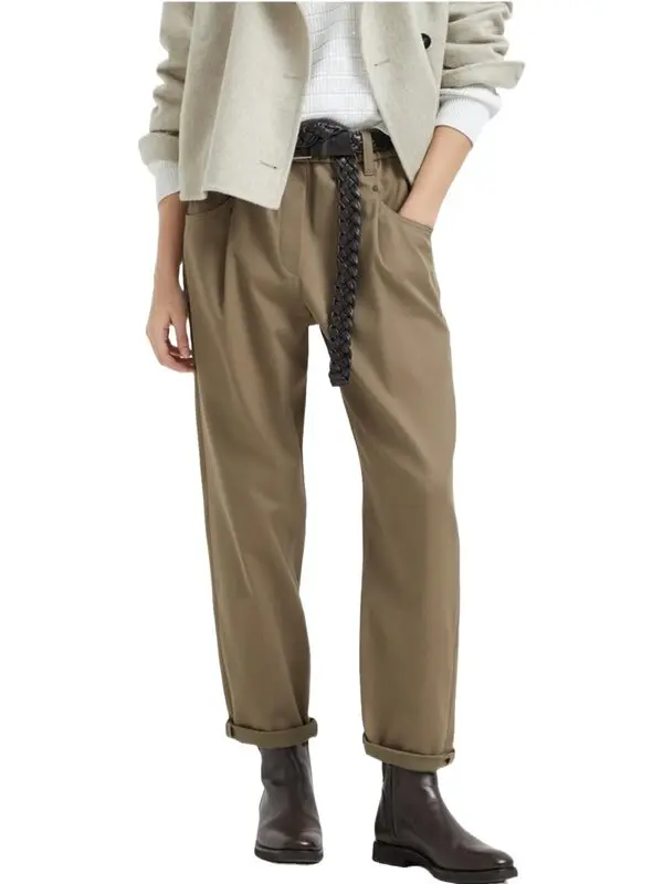 Brunello Cucinelli High Waist Straight Leg Trousers - Brown