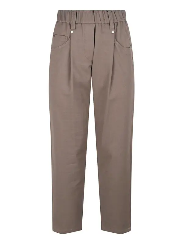 Brunello Cucinelli High-waisted Straight Leg Trousers - Brown