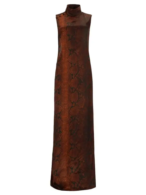JEAN PAUL GAULTIER Snakeskin Print Cut-out Maxi Dress - Brown