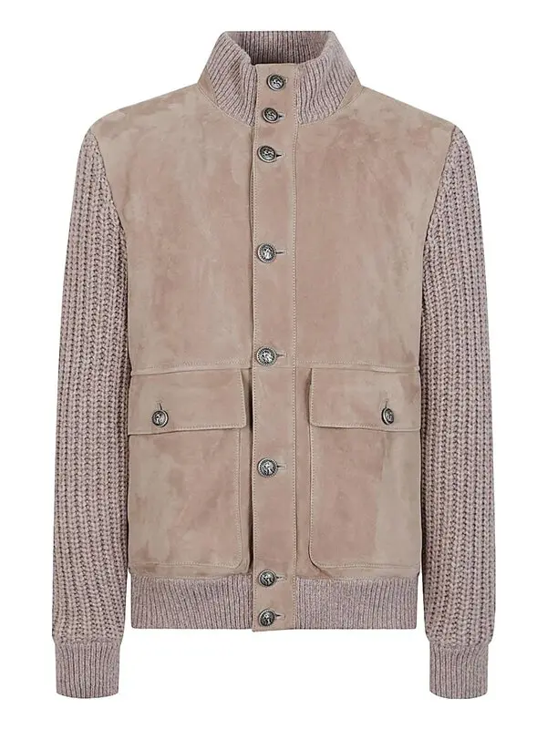 Brunello Cucinelli Panelled Bomber Jacket - Nude
