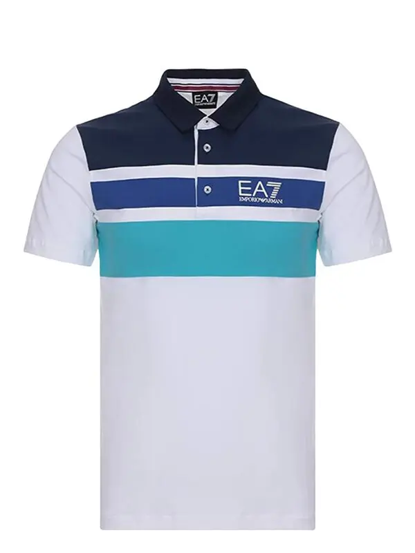 EA7 Logo Lapel Polo Shirt - White