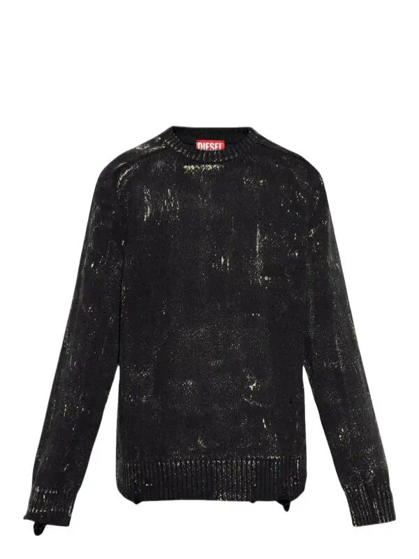 DIESEL® K-maxense Distressed Crew Neck Sweater - Black