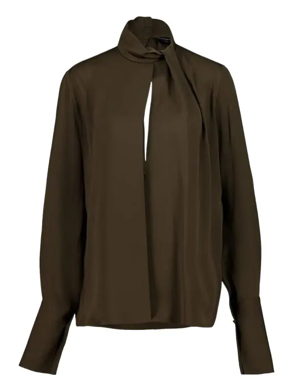TOM FORD High Neck Blouse With Open Back - Black