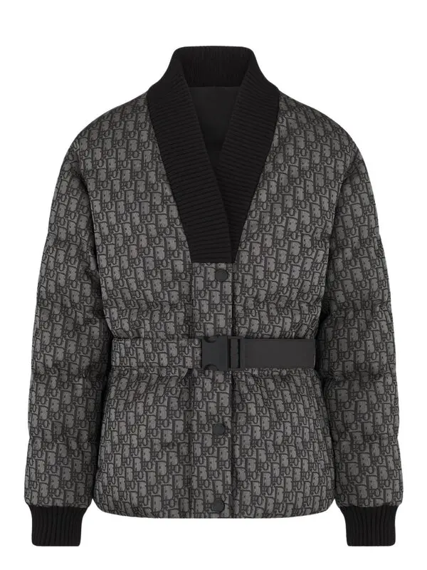 Dior Alps Belted Down Jacket - Gray And Black