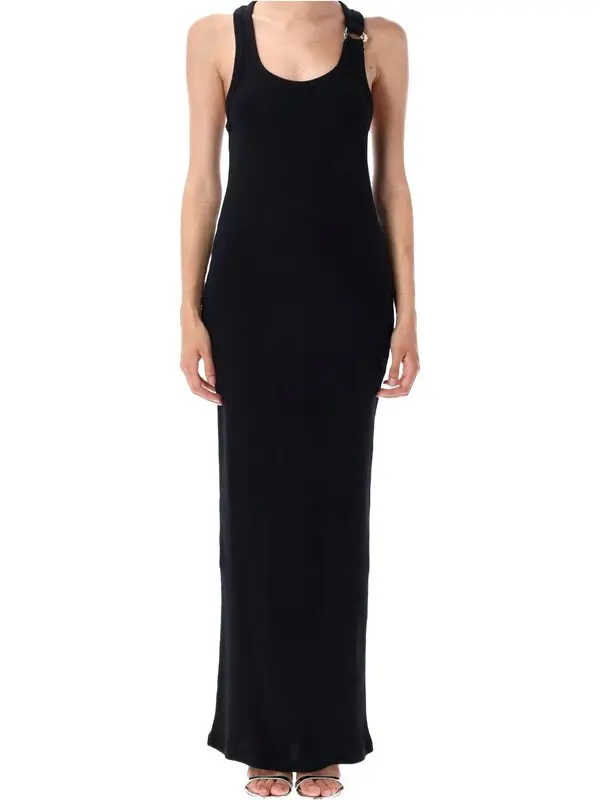 JEAN PAUL GAULTIER Sleeveless Maxi Dress With Metal Details - Black