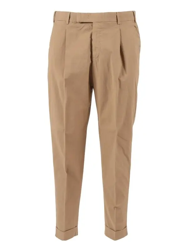 PT TORINO Rebel Pleated Cuffed Trousers - Beige