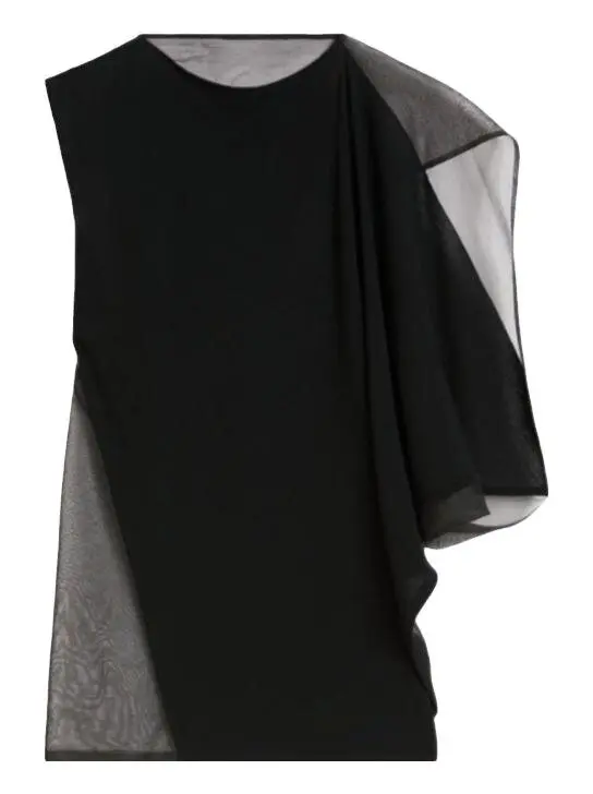 Sportmax Asymmetrical Draped Blouse - Black