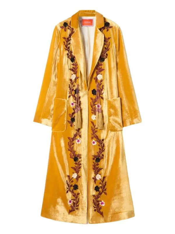 La DoubleJ Embroidered Tassel Duster Coat - Yellow