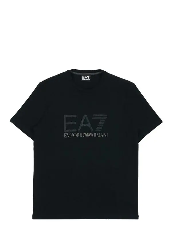EA7 Logo T-shirt With Round Neck - Black