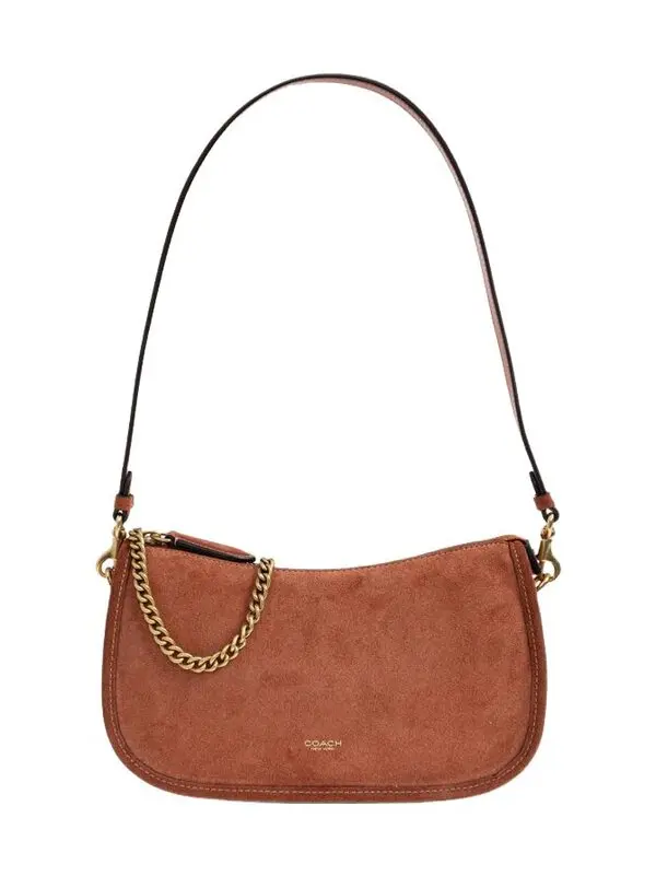 COACH Waverly Suede Chain-link Shoulder Bag - Brown