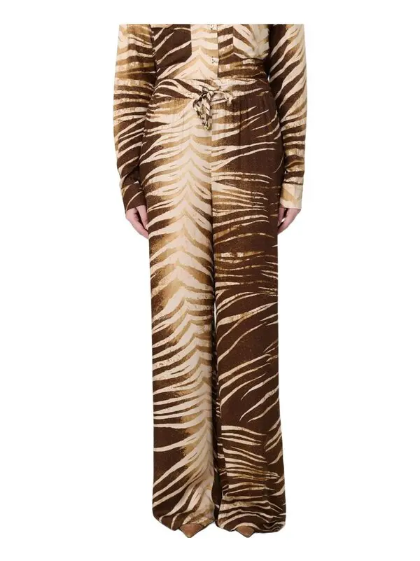 Just Cavalli Zebra Print Wide Leg Trousers - Brown