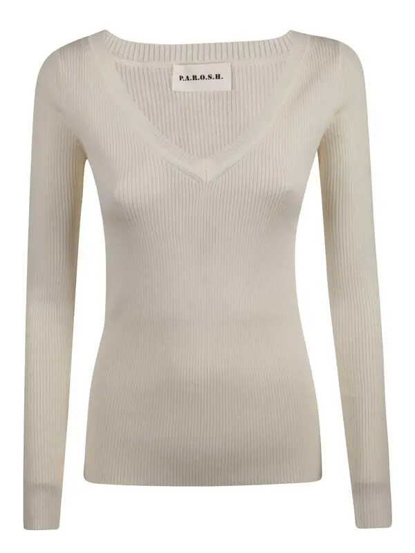 P.a.r.o.s.h V-neck Knitted Jumper - White
