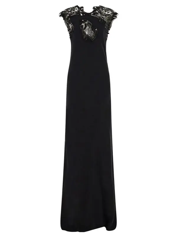 FERRAGAMO Silk Dress With Lace Trim - Black