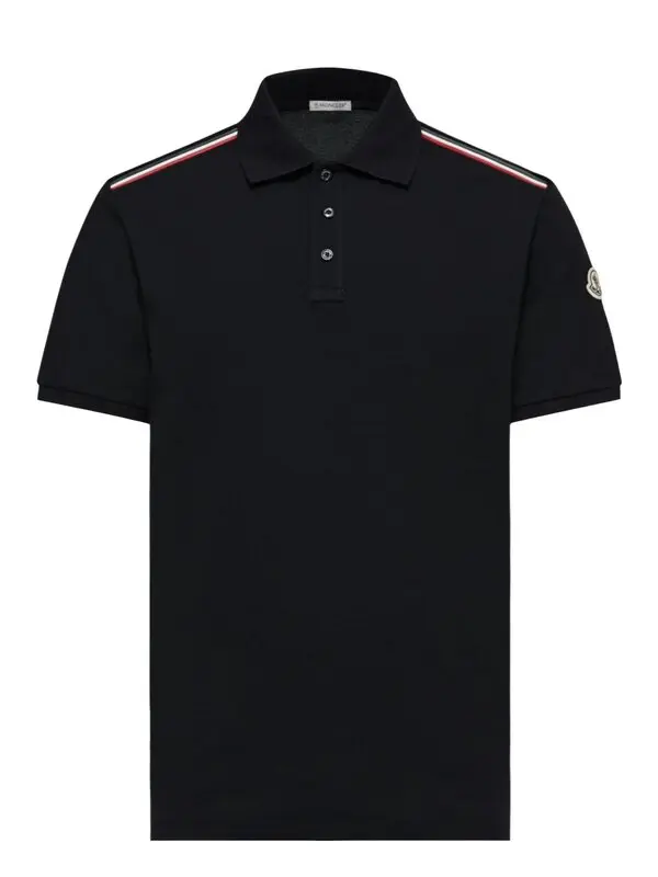 Moncler Logo Patch Short-sleeved Polo Shirt - Black